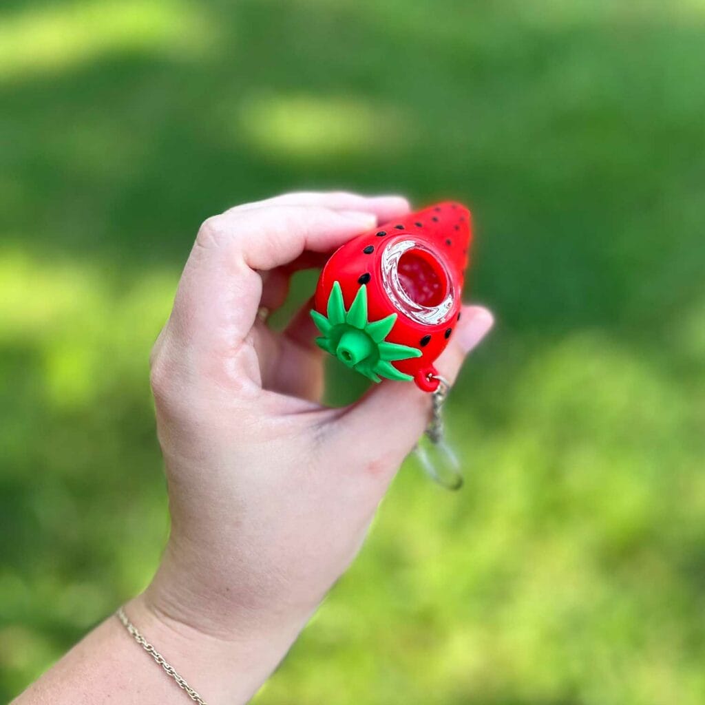 Strawberry Keychain Pipe Bowl | Unbreakable Silicone & Glass - Best One ...