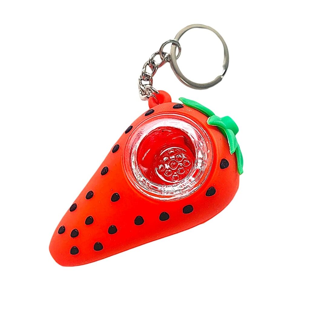 Strawberry Keychain Pipe Bowl | Unbreakable Silicone & Glass - Best One ...