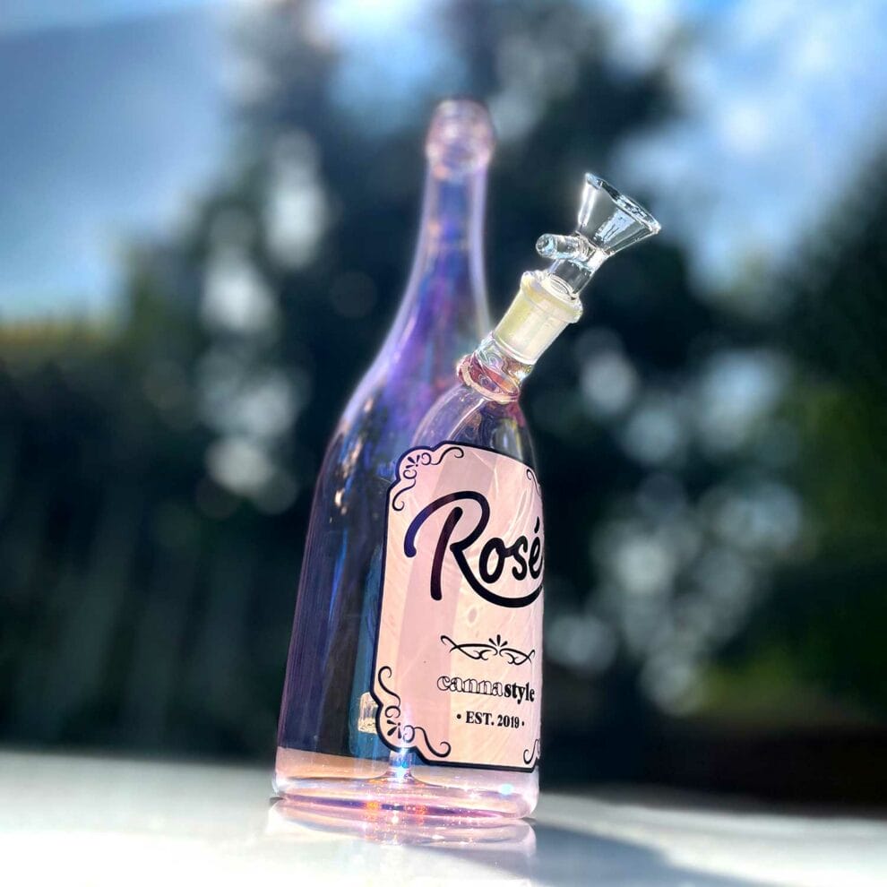 Glass Bong with Percolator | Rosé Wine Bottle - Best One Hitters