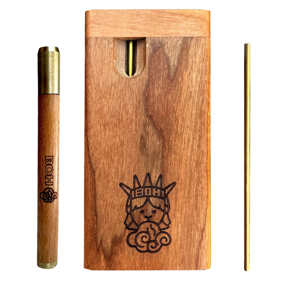 Dugout One Hitter with Built-In Poker and Wood Pipe - BOH